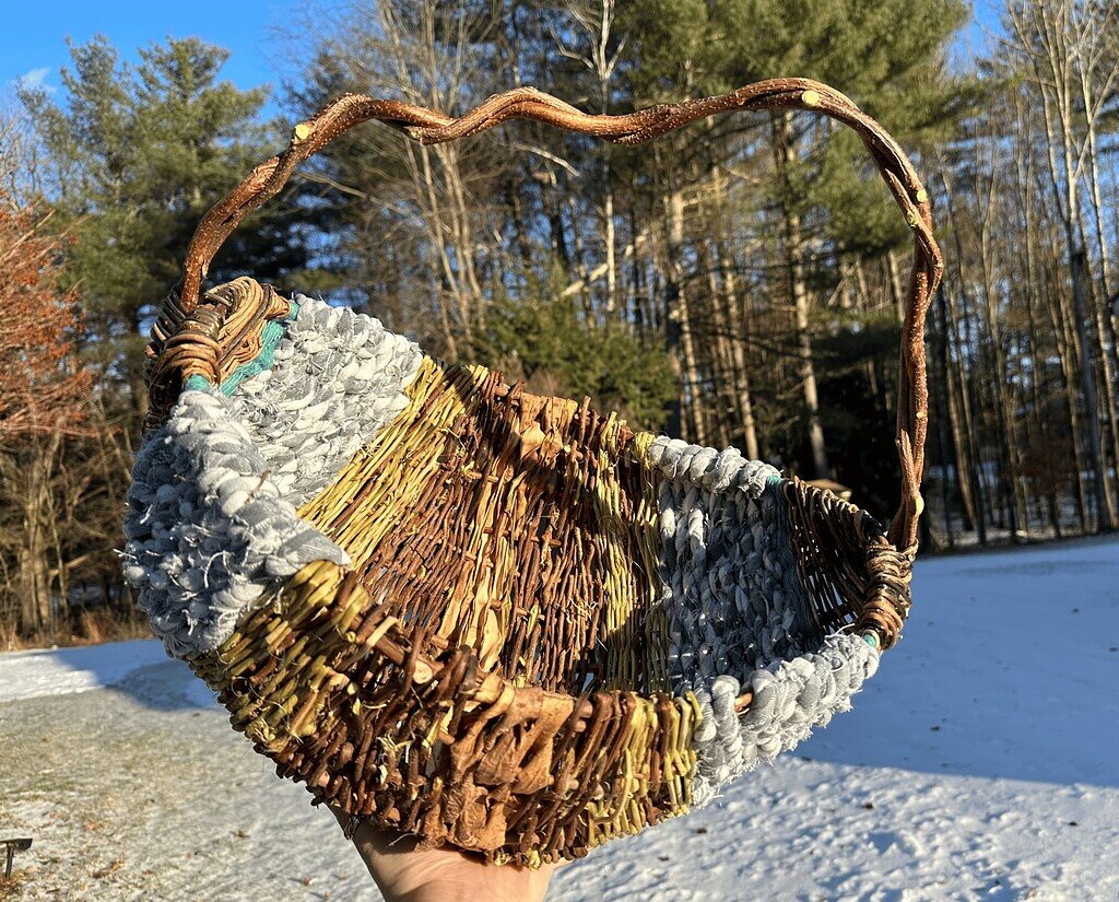 Prize 5: A handwoven basket made from yarn and foraged materials, made ...